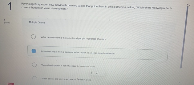 Solved 1 ﻿Psychologists question how individuals develop | Chegg.com