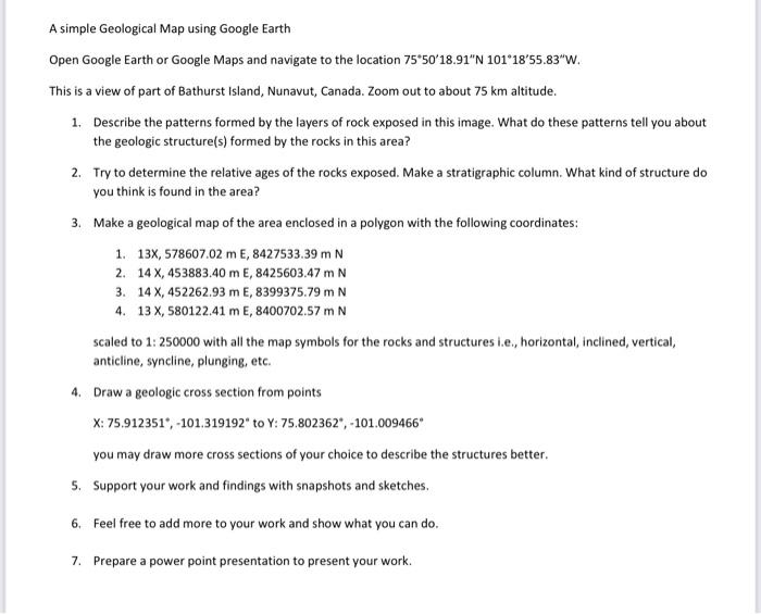 A simple Geological Map using Google Earth Open | Chegg.com