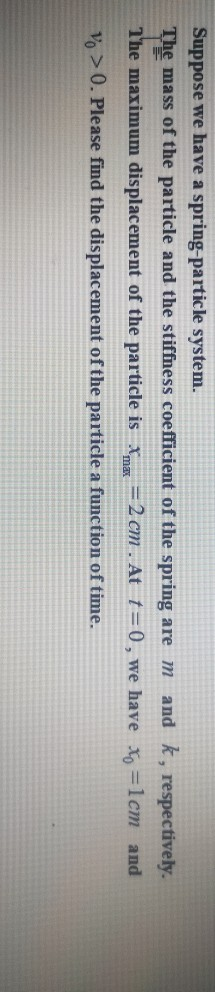 Solved Suppose we have a spring-particle system. The mass of | Chegg.com