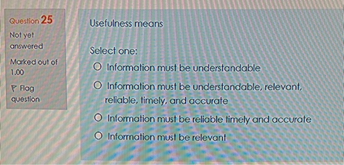 Solved Question 25 Usefulness means Not yet answered Marked | Chegg.com