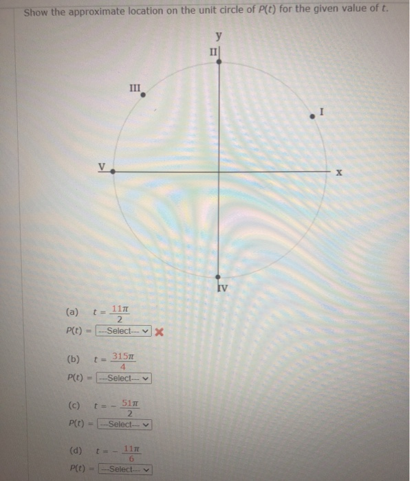 Solved Show the approximate location on the unit circle of | Chegg.com