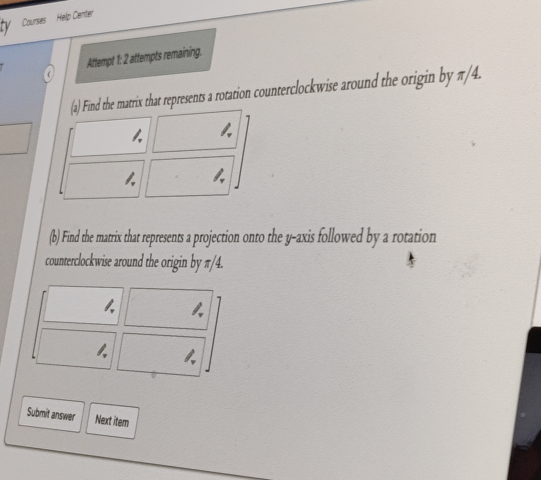 Solved 3 (a) ﻿Find the marrix that represents a rotation | Chegg.com