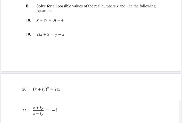 Solved E. Solve for all possible values of the real numbers | Chegg.com