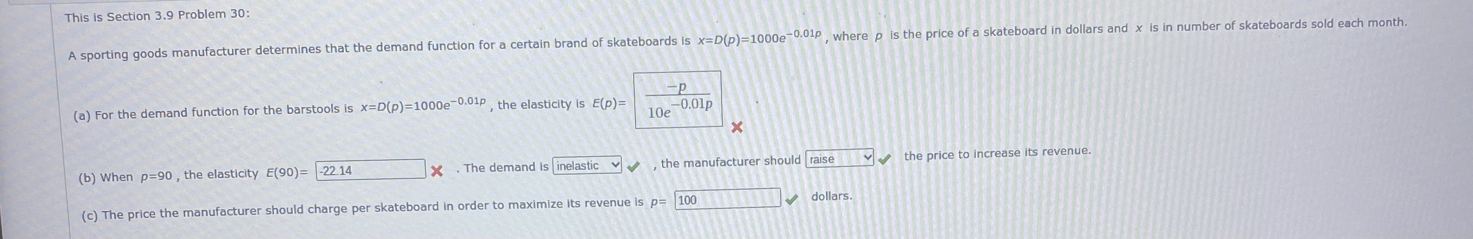 Solved This is Section 3.9 ﻿Problem 30:(a) ﻿For the demand | Chegg.com