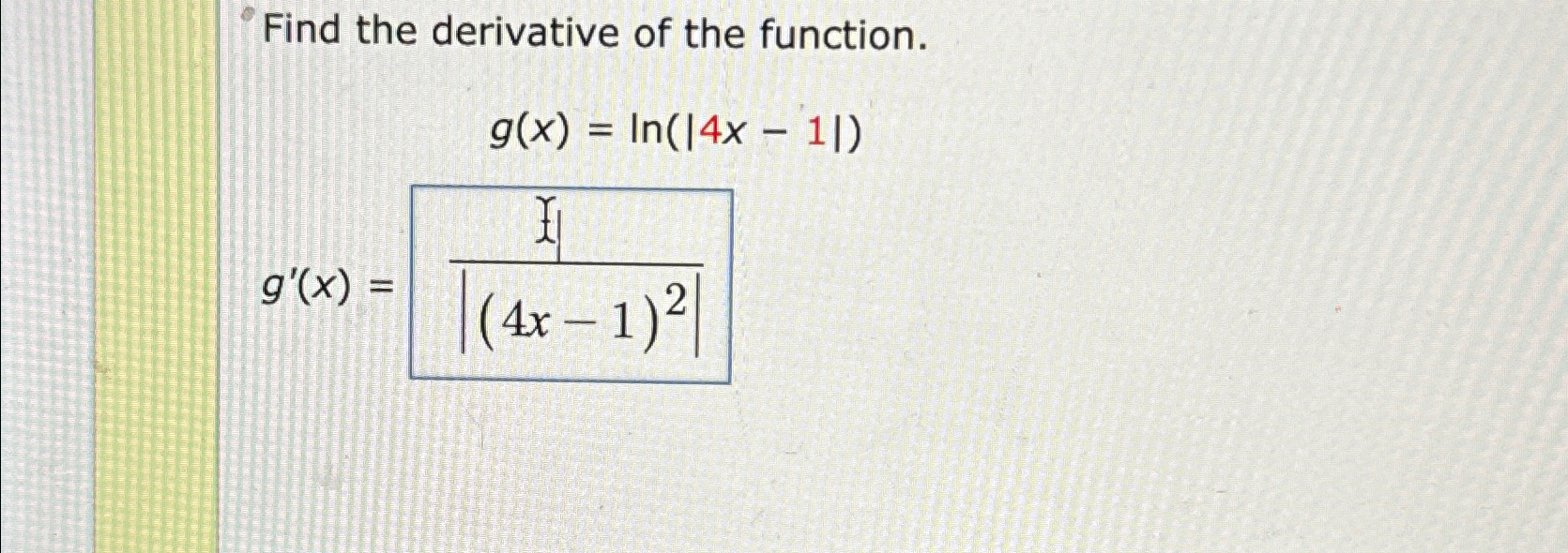 Solved Find the derivative of the | Chegg.com