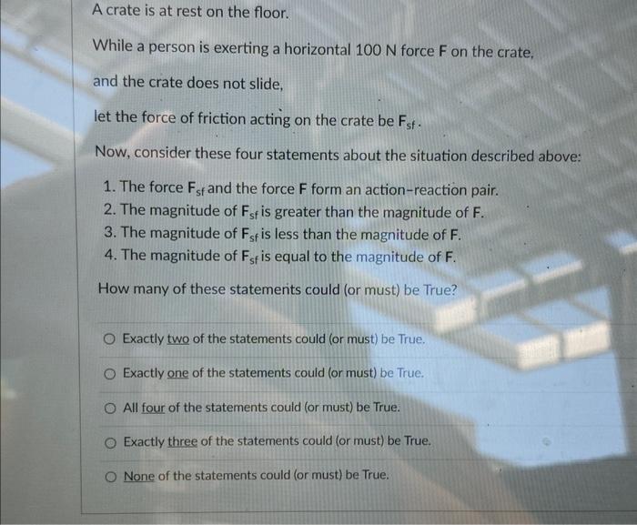 Solved While a person is exerting a horizontal 100 N force F | Chegg.com