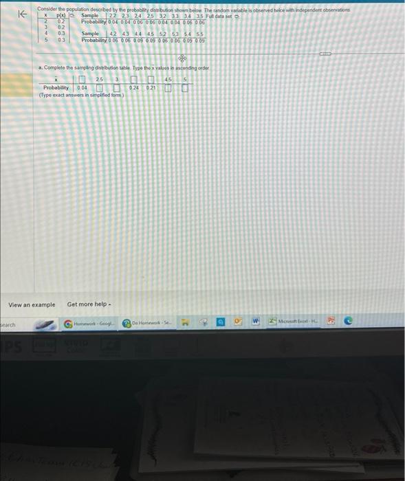 Solved \( \left|\begin{tabular}{ll} x\right. \) & p(x) \\ 2 | Chegg.com