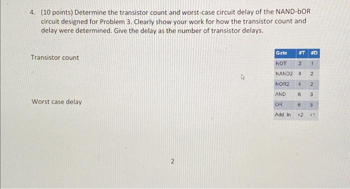 4. (10 points) Determine the transistor count and | Chegg.com