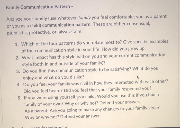 Family Communication Pattern - Analyze your family | Chegg.com