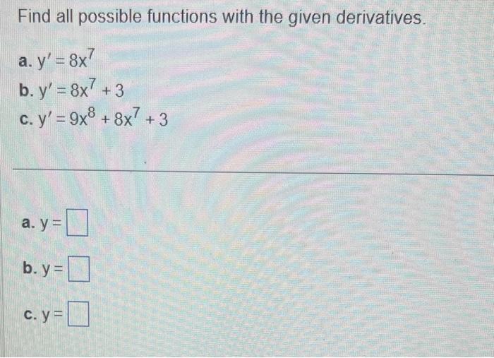 Solved Find all possible functions with the given | Chegg.com
