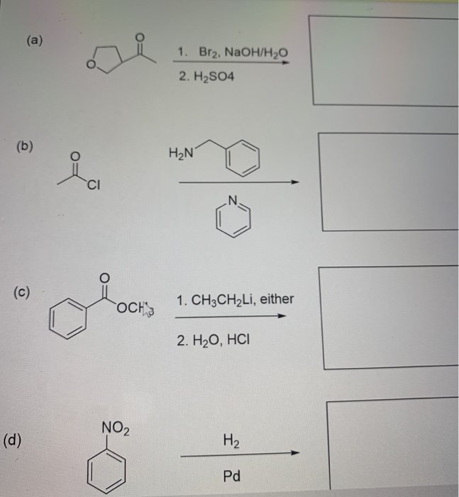 Solved (a) 1. Br2, NaOH/H2O 2. H2S04 (b) HON 1. CH3CH2Li, | Chegg.com