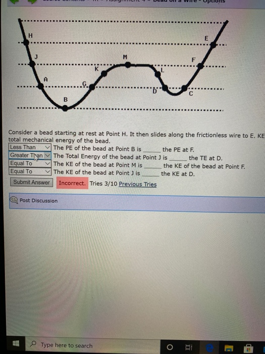 Solved H E F A . B Consider a bead starting at rest at Point | Chegg.com
