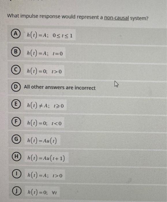 Solved What impulse response would represent a non-causal | Chegg.com