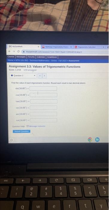 Solved Assignment 3.3 : Values of Trigonometric Functions | Chegg.com