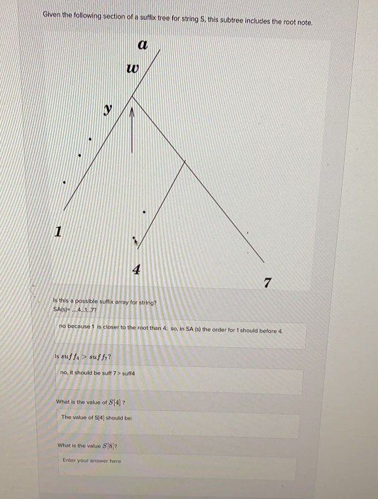 Given the following section of a suffix tree for | Chegg.com