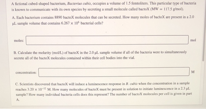 Solved A fictional cubed-shaped bacterium, Bacterius cubis, | Chegg.com