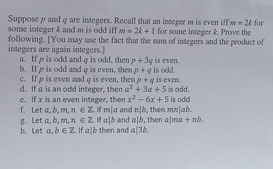 Solved Suppose p and q are integers. Recall that an integer | Chegg.com