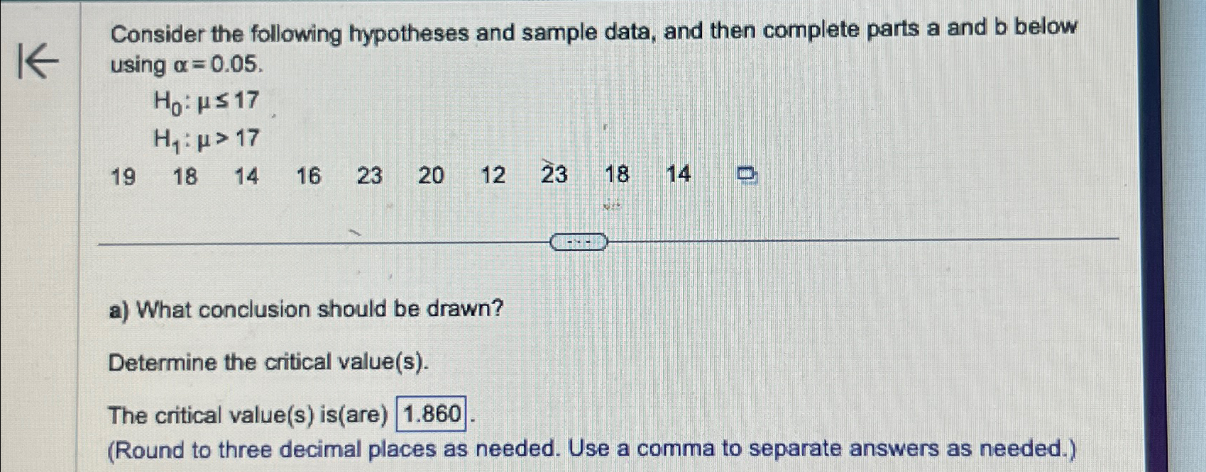 Solved Consider the following hypotheses and sample data, | Chegg.com