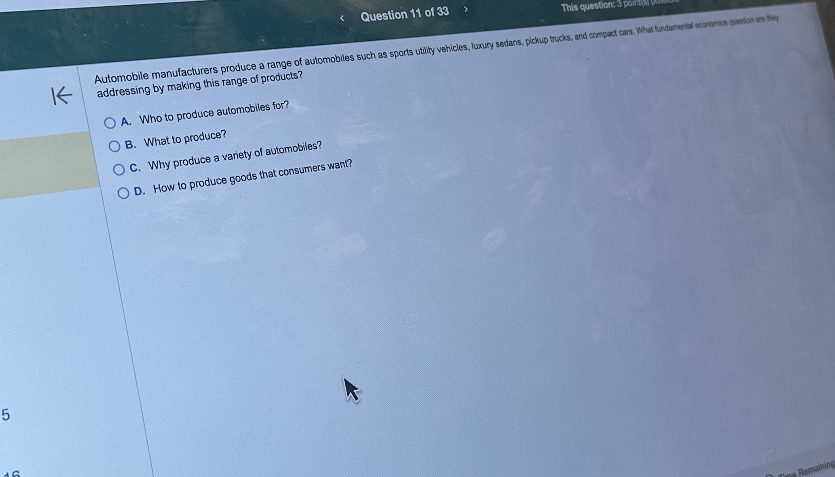 Solved Question 11 ﻿of 33This question: 3 ﻿ponits | Chegg.com
