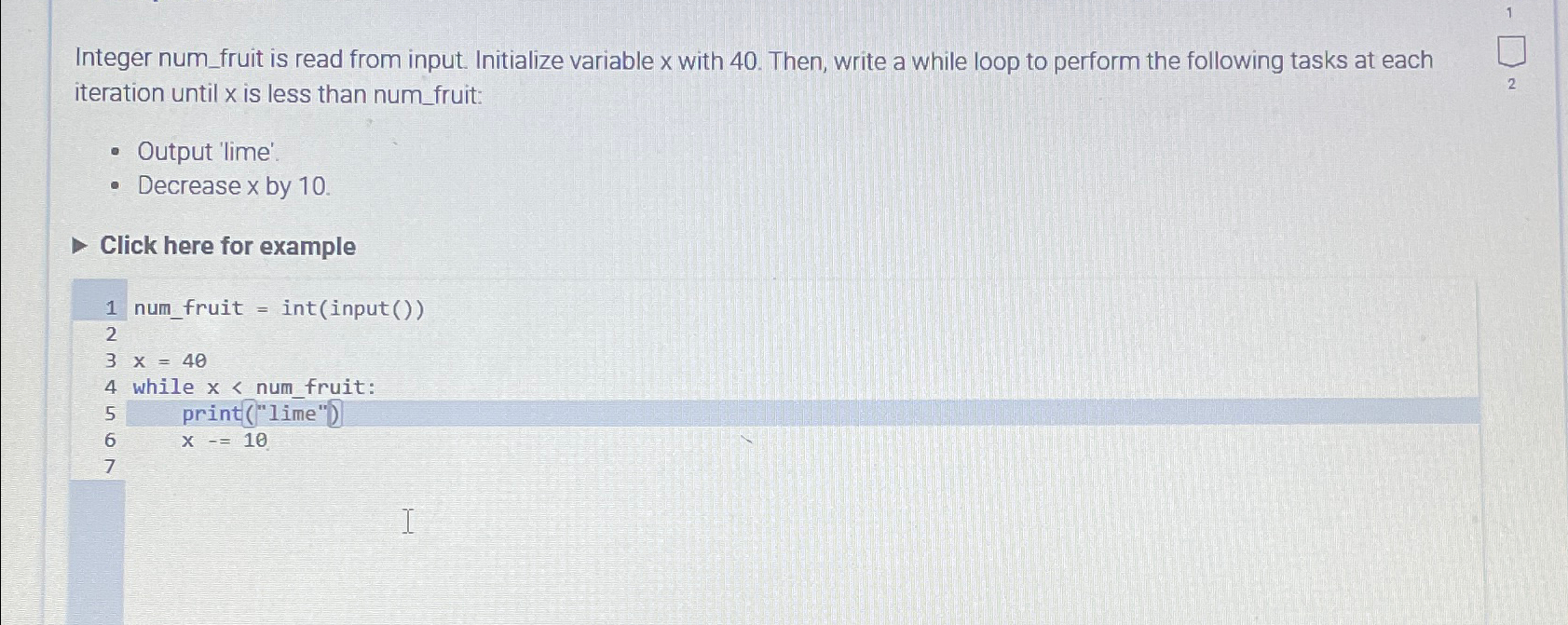 Solved 1Integer num_fruit is read from input. Initialize | Chegg.com Solved 1Integer num_fruit is read from input. Initialize | Chegg.com
