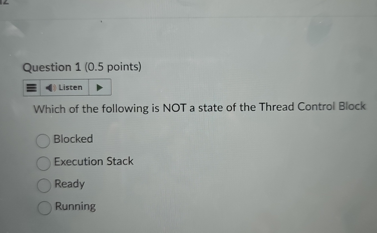 Solved Question 1 ( 0.5 ﻿points)Which of the following is | Chegg.com