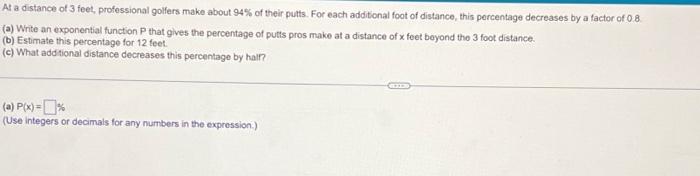 Solved At a distance of 3 feet, professional golfers make | Chegg.com