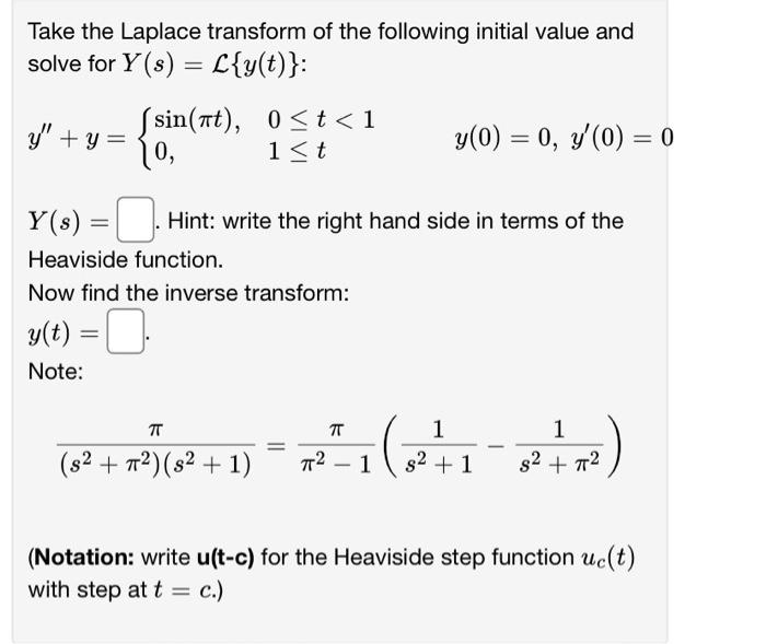 Solved Take the Laplace transform of the following initial | Chegg.com