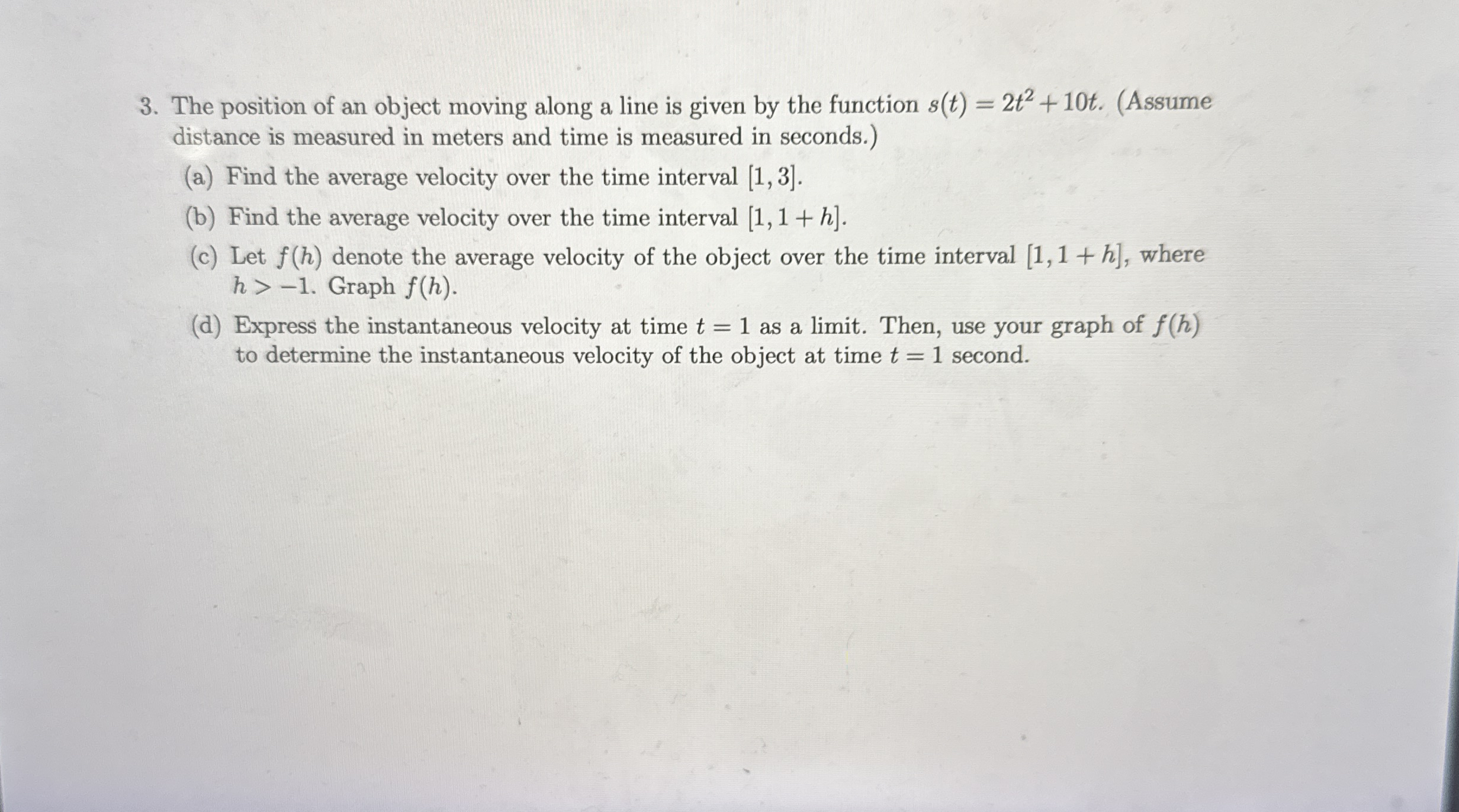 Solved The position of an object moving along a line is | Chegg.com