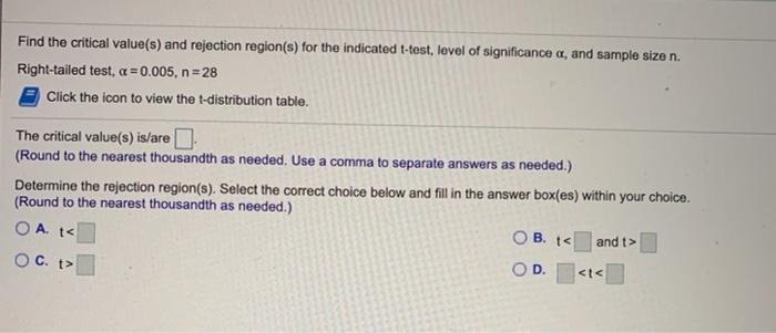Solved Find the critical value(s) and rejection region(s) | Chegg.com