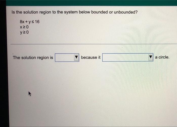 Solved Is the solution region to the system below bounded or | Chegg.com