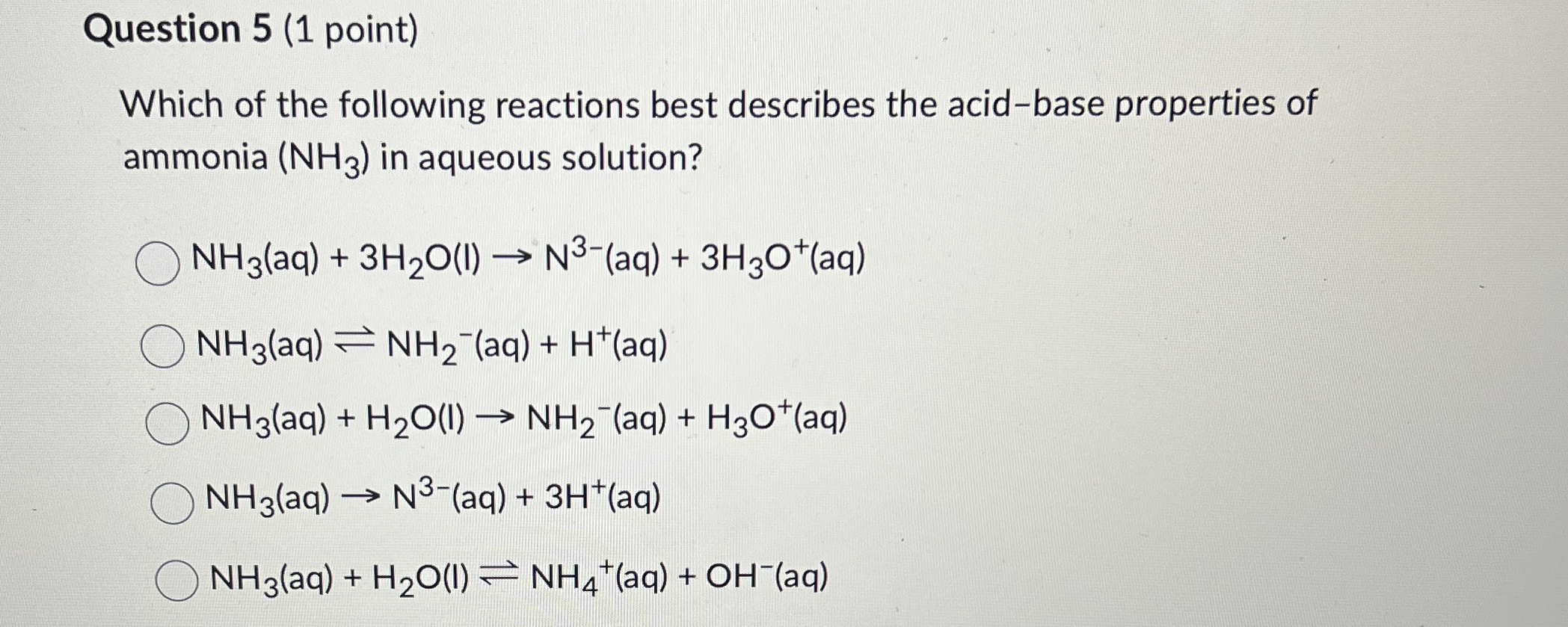 Solved Question 5 (1 ﻿point)Which of the following reactions | Chegg.com