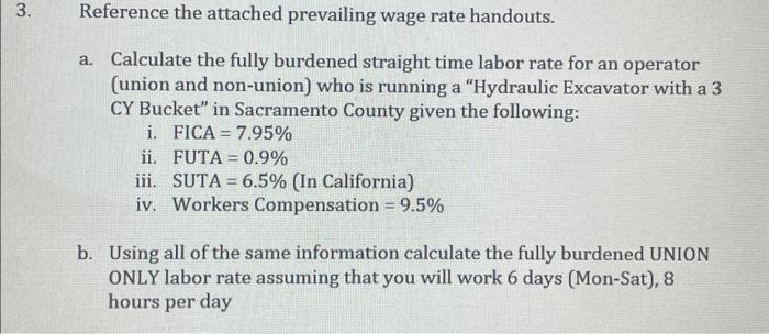 Solved Reference the attached prevailing wage rate handouts. | Chegg.com