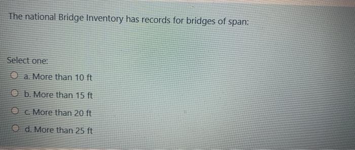 Solved The national Bridge Inventory has records for bridges | Chegg.com