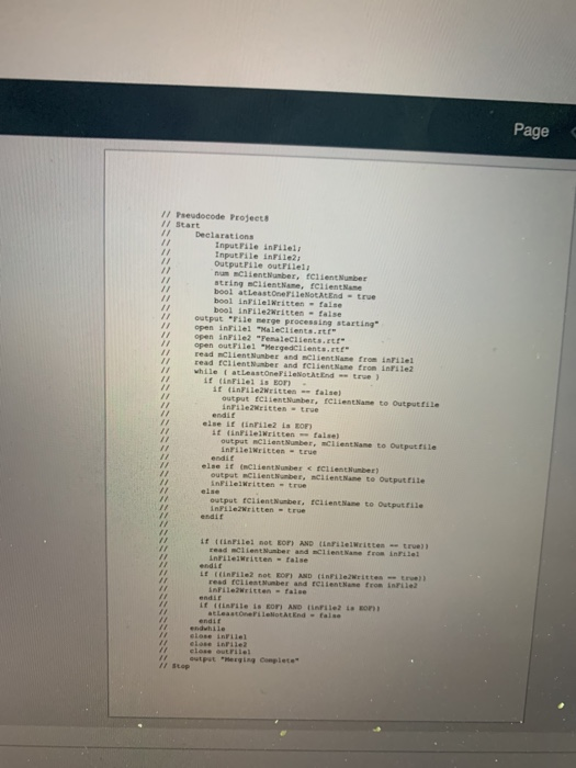 Solved Page 1/ Pseudocode Projects 1 start 11 Declarations | Chegg.com