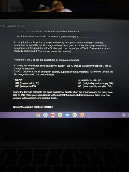 Solved Name: Chapter #6 ( EC 103) Assignment #3 Elasticity: | Chegg.com