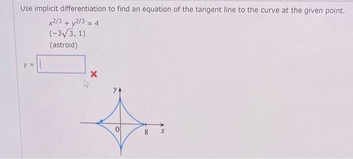Solved Use implicit differentiation to find an equation of | Chegg.com