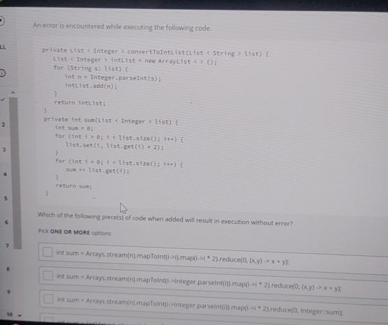 Solved An erior is encounteded while exacuting the following | Chegg.com