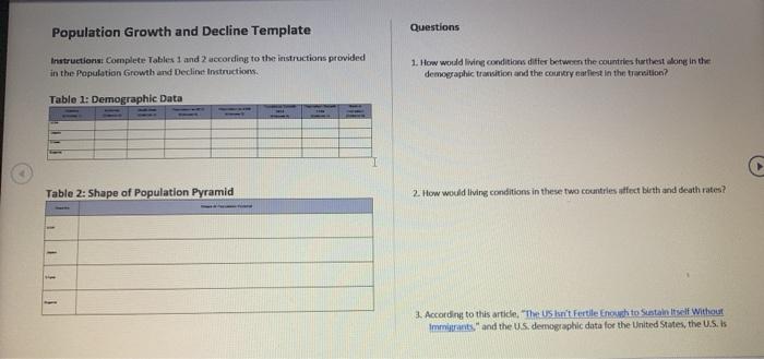Solved WEEK 4 ASSIGNMENT - POPULATION GROWTH AND DECLINE | Chegg.com