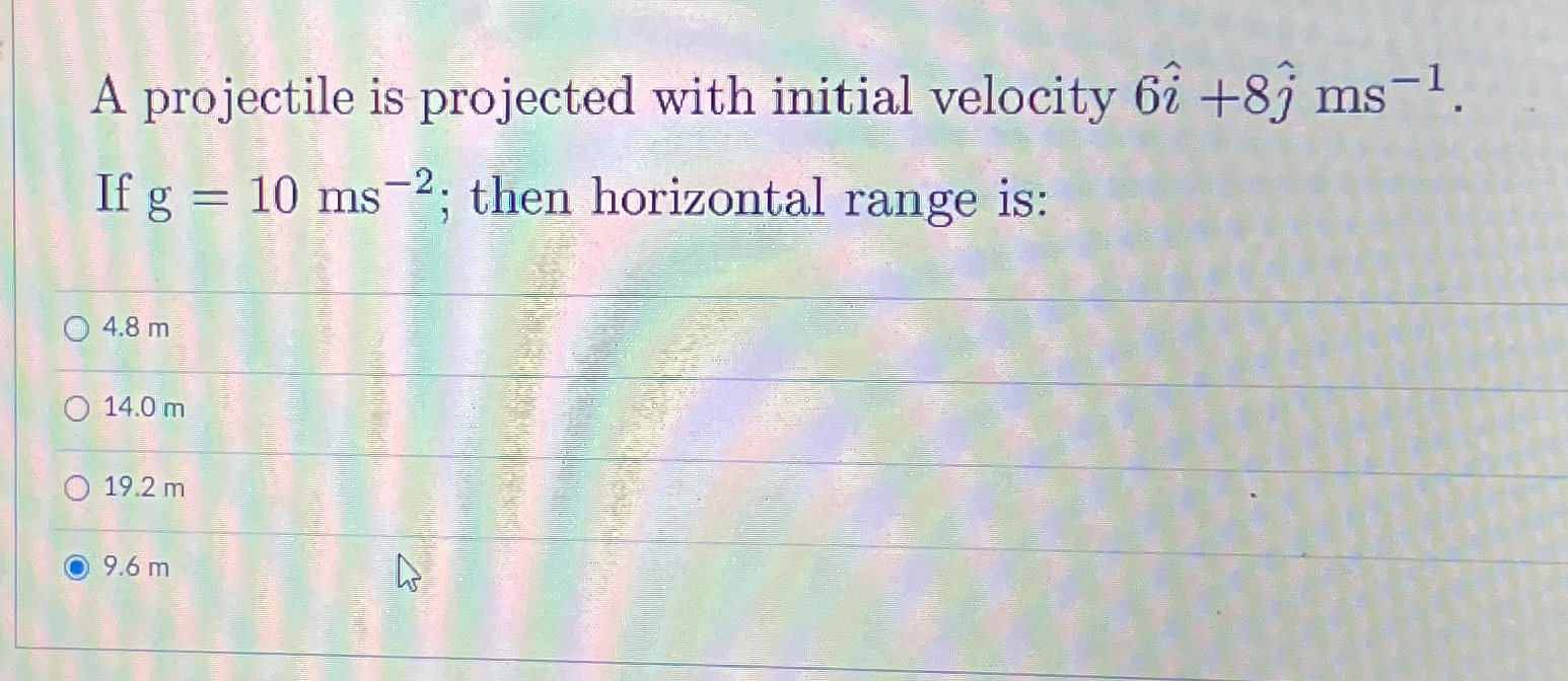 Solved A projectile is projected with initial velocity | Chegg.com
