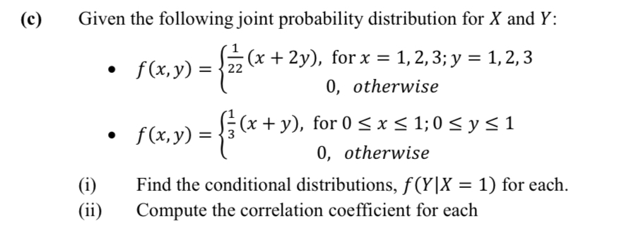 Solved (c) ﻿Given the following joint probability | Chegg.com