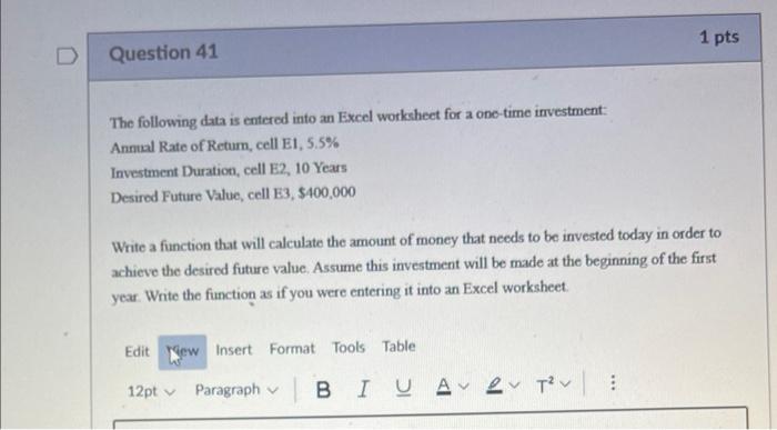 Solved The following data is entered into an Excel worksheet | Chegg.com
