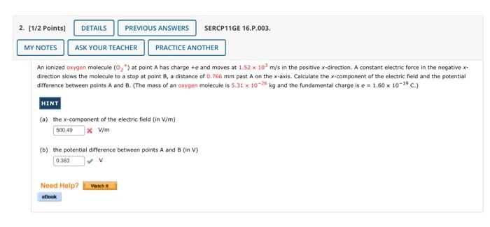 Solved An ionized oxygen molecule (O2+)at point A has charge | Chegg.com