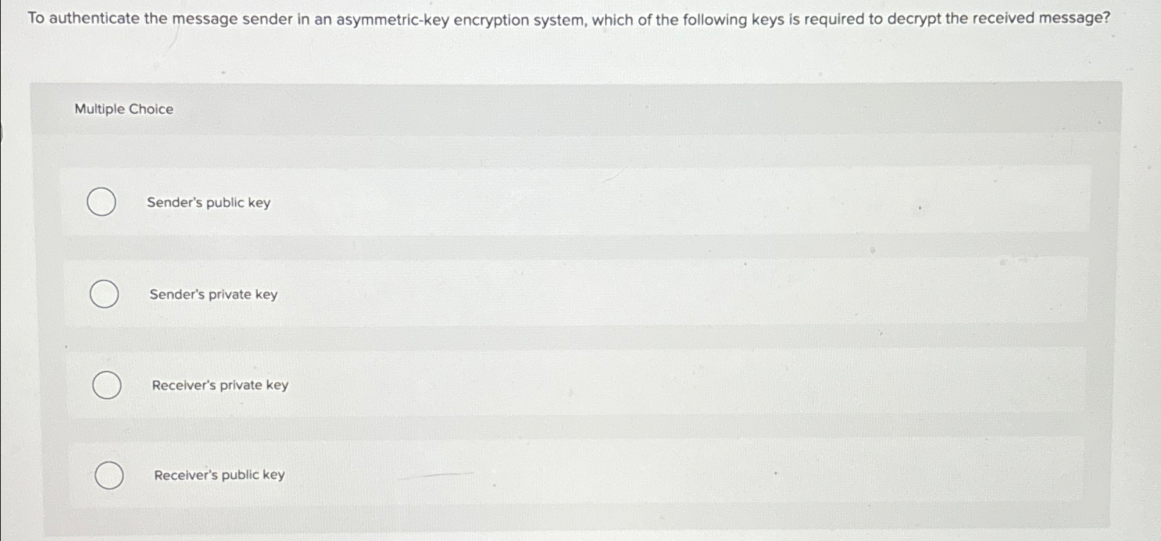 Solved To authenticate the message sender in an | Chegg.com
