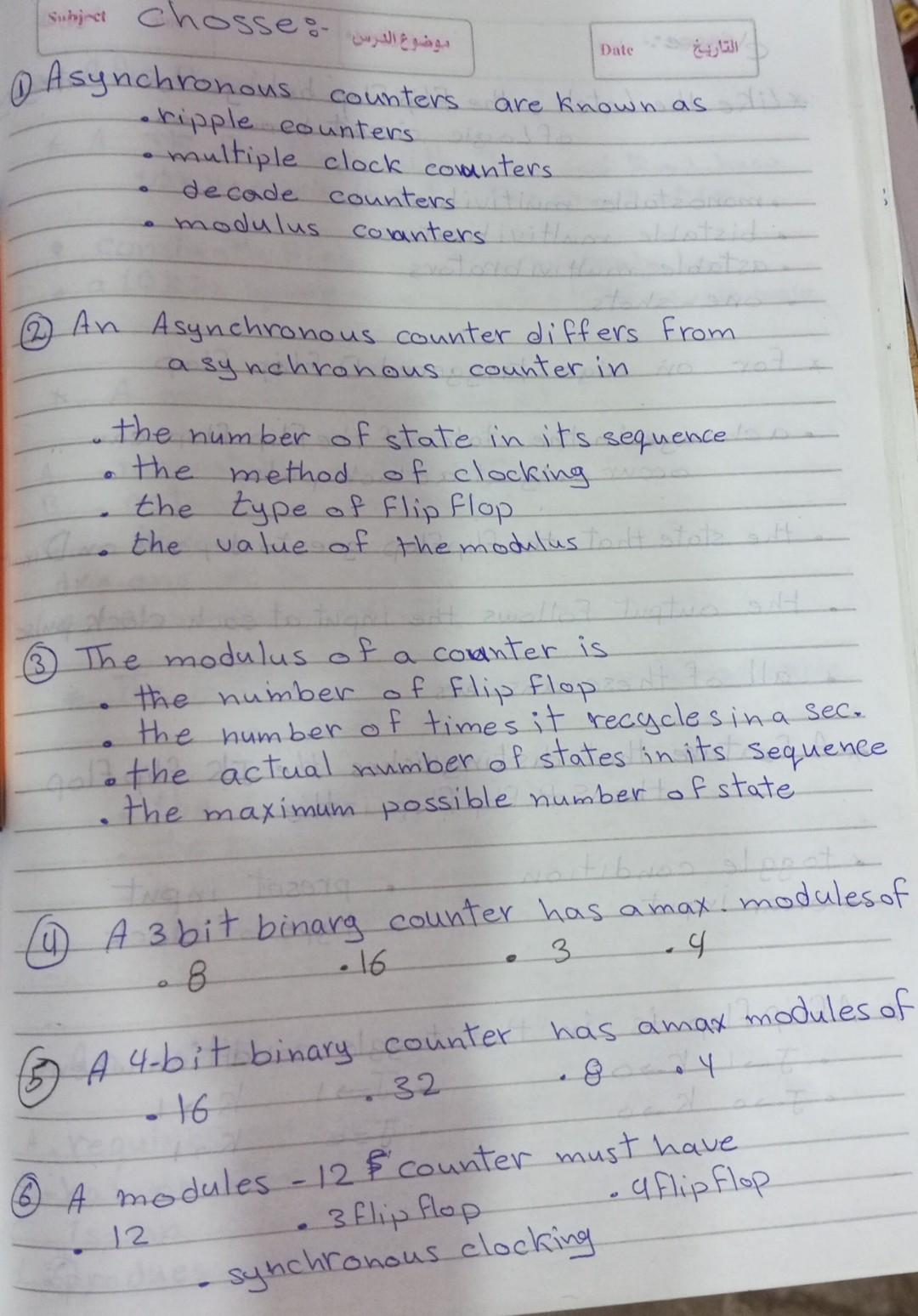 Solved (1) Asynchronous counters are known as - ripple | Chegg.com