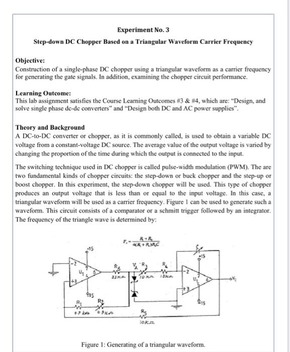 Experiment No. 3 Step-down DC Chopper Based on a | Chegg.com