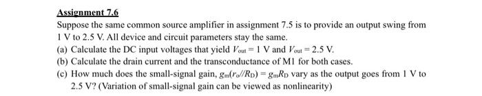 Solved Assignment 7.6 Suppose the same common source | Chegg.com