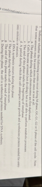 Solved Indicate whether the following events occur during M | Chegg.com