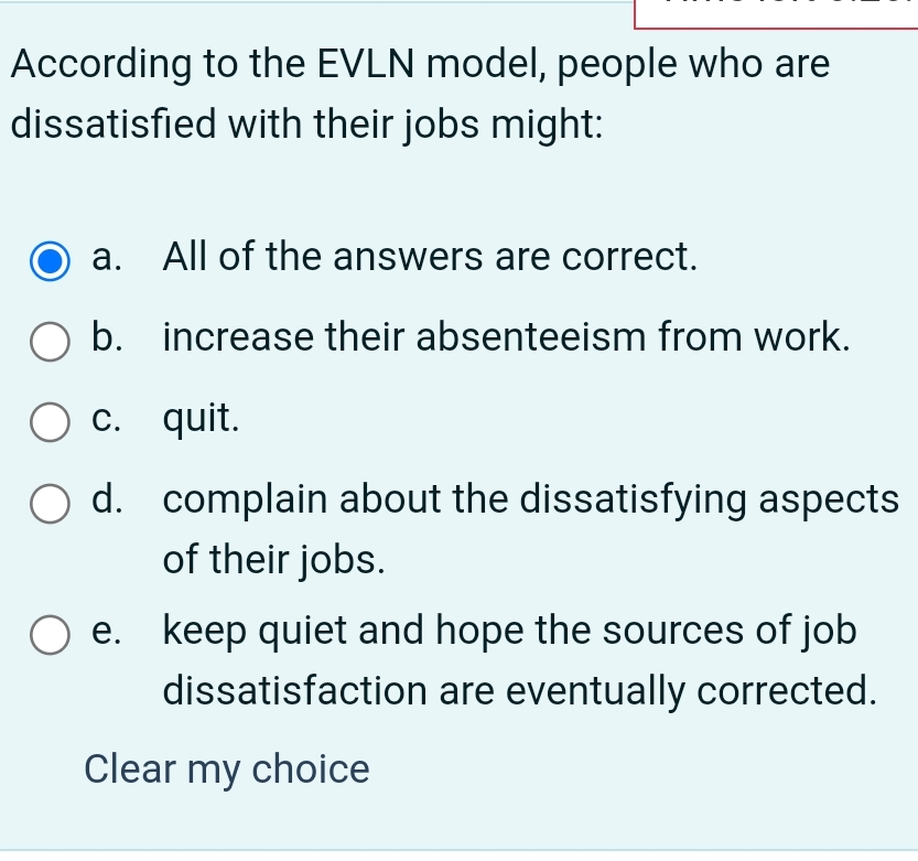 Solved According to the EVLN model, people who are | Chegg.com