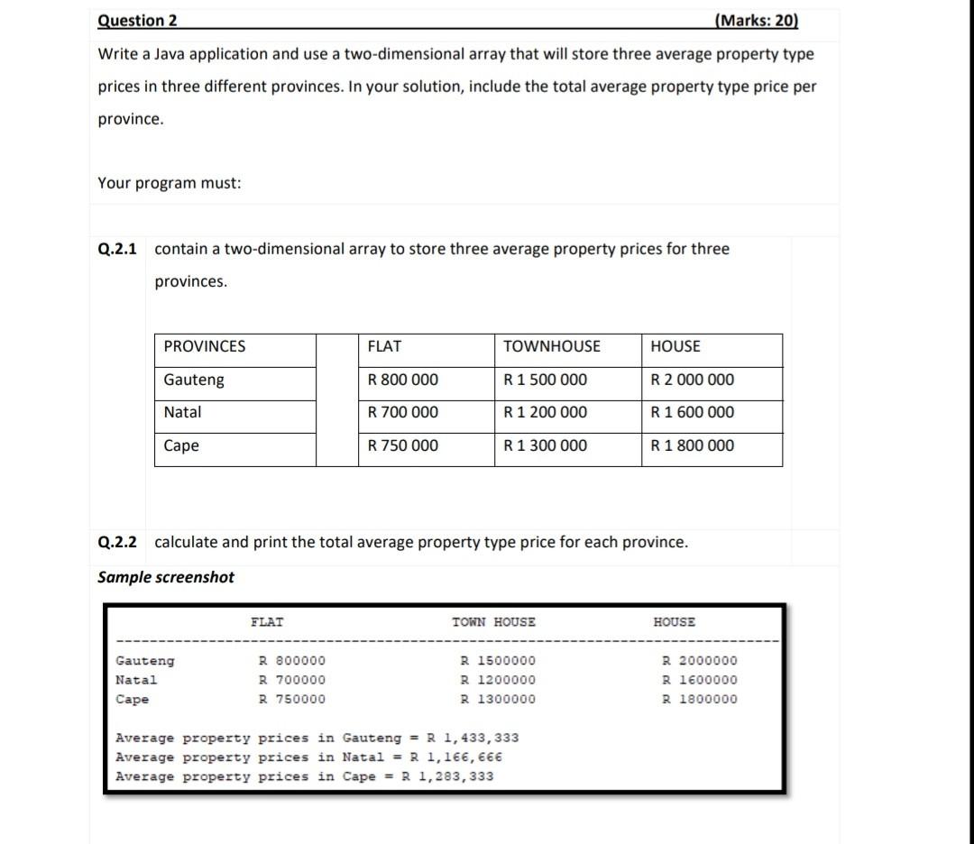 Solved Write a Java application and use a two-dimensional | Chegg.com