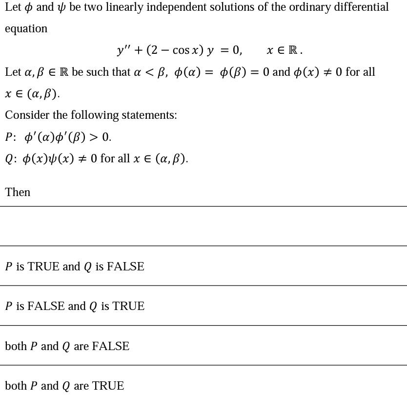 Solved Let ϕ and ψ be two linearly independent solutions of | Chegg.com